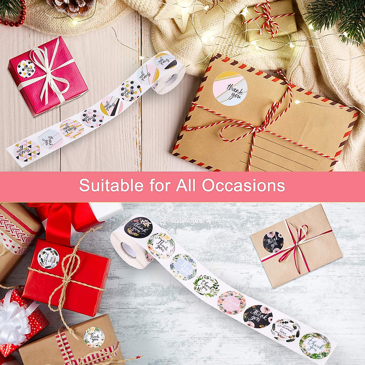 Thank You Stickers - 1.5" Thank You Stickers Roll | Multiple Designs Thank You for Supporting My Small Business Stickers | Thank You Stickers Small Business Supplies (Floral)