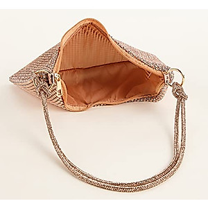 Rhinestone Hobo Bags Chic Sparkly Evening Bling Handbag Shiny Clutch Purse for Women (Champagne)