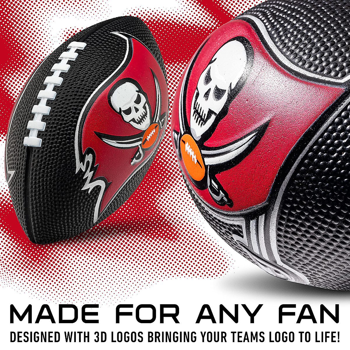 Franklin Sports NFL Tampa Bay Buccaneers Football - Kids Foam Football - Soft Football - Mini Size - Perfect for Gameday - 8.5" 3D Logos!