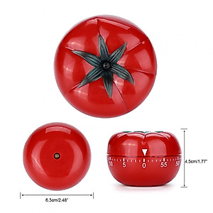 Tomato Shaped Mechanical 60 Minutes Countdown Timer Kitchen Cooking & Baking Helper Count Up Down Magnetic Timer Clock with Alarm Fast Setting(6.3x4.5cm)