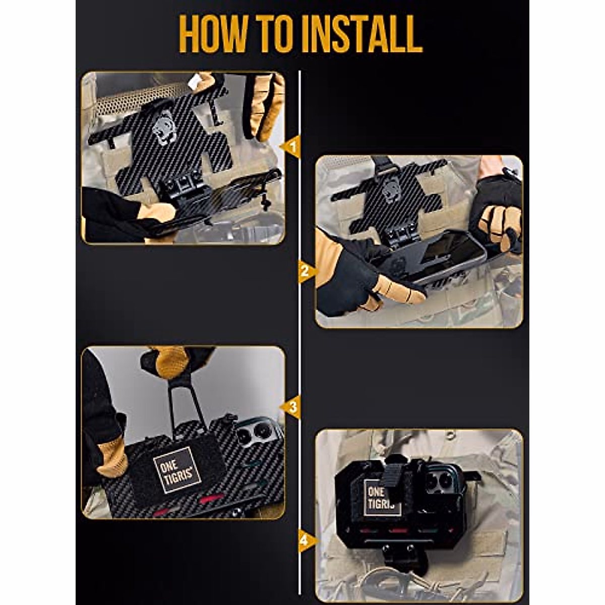 OneTigris Tactical Vest Phone Holder, Universal Chest Cell Phone Board Plate Carrier Phone Mount for Screen Size 4.7"-6.7"