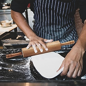 KITEISCAT Acacia Wooden Rolling Pin for Baking- Durable, Non-Stick Dough Roller with Handles- 17 Inches Long For Pizza, Fondant, Crust, Cookie & More- Classic Pastry