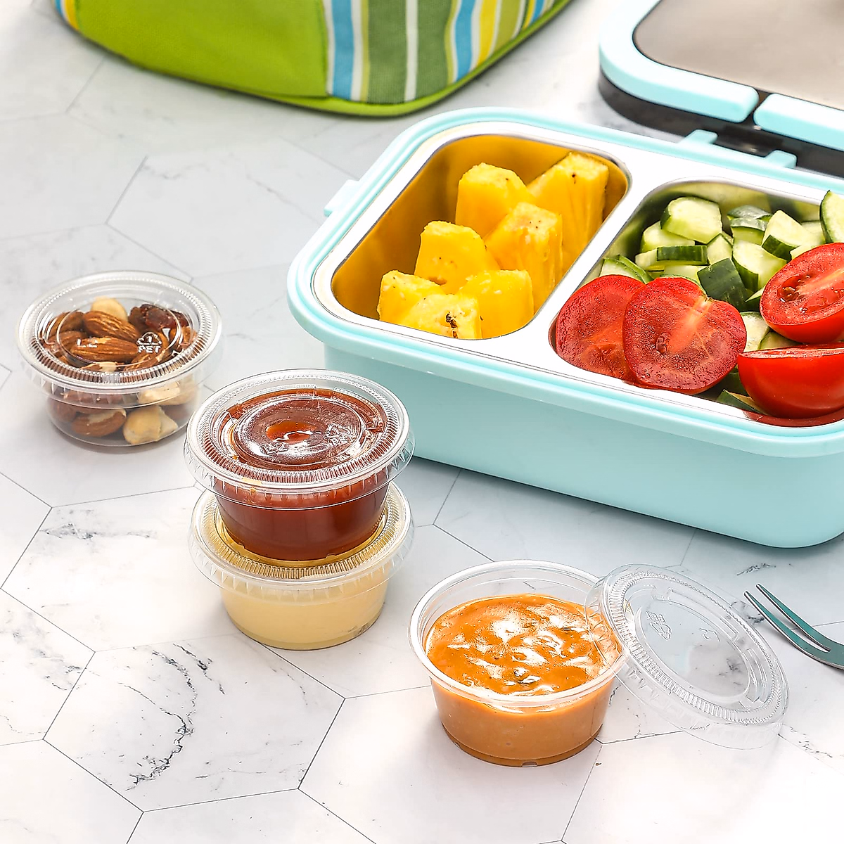 [650 Sets - 2 Oz ] Jello Shot Cups, Small Plastic Containers with Lids, Airtight and Stackable Portion Cups, Salad Dressing Container, Dipping Sauce Cups, Condiment Cups for Lunch, Party to Go, Trips