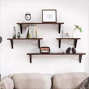 PIBM Stylish Simplicity Shelf Wall Mounted Floating Rack Shelves Solid Wood Triangular Bracket Simple Easy to Clean Save Space,4 Sizes, a , 40x20x8cm