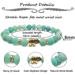 Jewdreamer 10Pcs 8mm Chakra Bead Bracelet Elephant Gifts for Women Men Natural Stone Bead Bracelets Lava Rock Reiki Crystals Yoga Bracelets