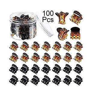 1cm black/brown/Transparent Mini Hair Claw Clips Plastic Claws Pins Clamps Small Jaw for Girls and Women（black+brown each 50 pieces）…