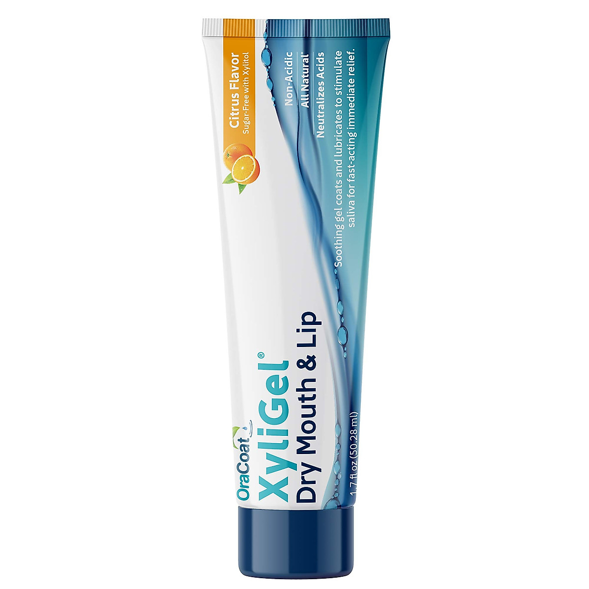 OraCoat XyliGel, Soothing Dry Mouth & Lip Moisturizing Relief Gel, 1.7 Fl Oz, 1 Pack, Citrus with Xylitol, Sugar Free Dry Mouth Gel, Helps Stimulate Saliva, Non-Acidic, Daytime & Night Time Use