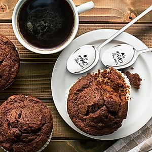 GLOBLELAND 7.6inch "Love You More" Engraved Stainless Steel Spoon with Gift Box Funny Table Dinner Spoon Soup Coffee Spoon for Friends Families Festival Wedding Anniversary