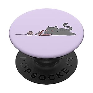 Cute Black Cat With A Neutral Purple Lavender Background PopSockets Swappable PopGrip