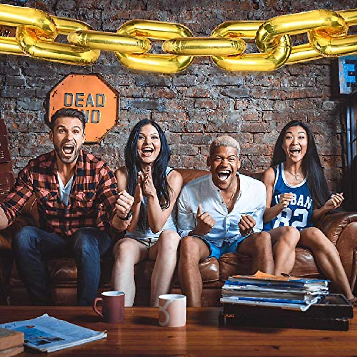 16 inch 24 Pieces Foil Chain Balloons Jumbo Chain Balloons for 80s 90s Hip Hop Retro Theme Birthdays Weddings Graduations Arch Supplies (Gold)