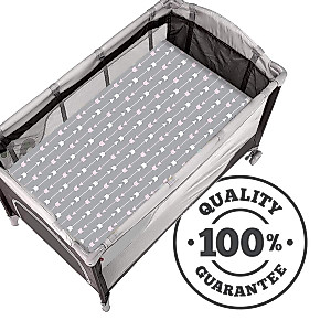 GROW WILD Pack n Play Sheets 3-Pack | Baby Mini Crib Sheets for Girls | Soft Pack and Play Mattress and Crib Bedding Set | Playard Jersey Cotton Fitted Crib Sheets | White Grey Pink Deer and Arrows