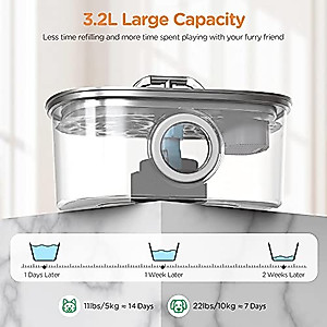 Cat Water Fountain Stainless Steel: Automatic Pet Water Fountain Dog Water Dispenser with Water Level Window, 108oz/3.2L for Cats Inside