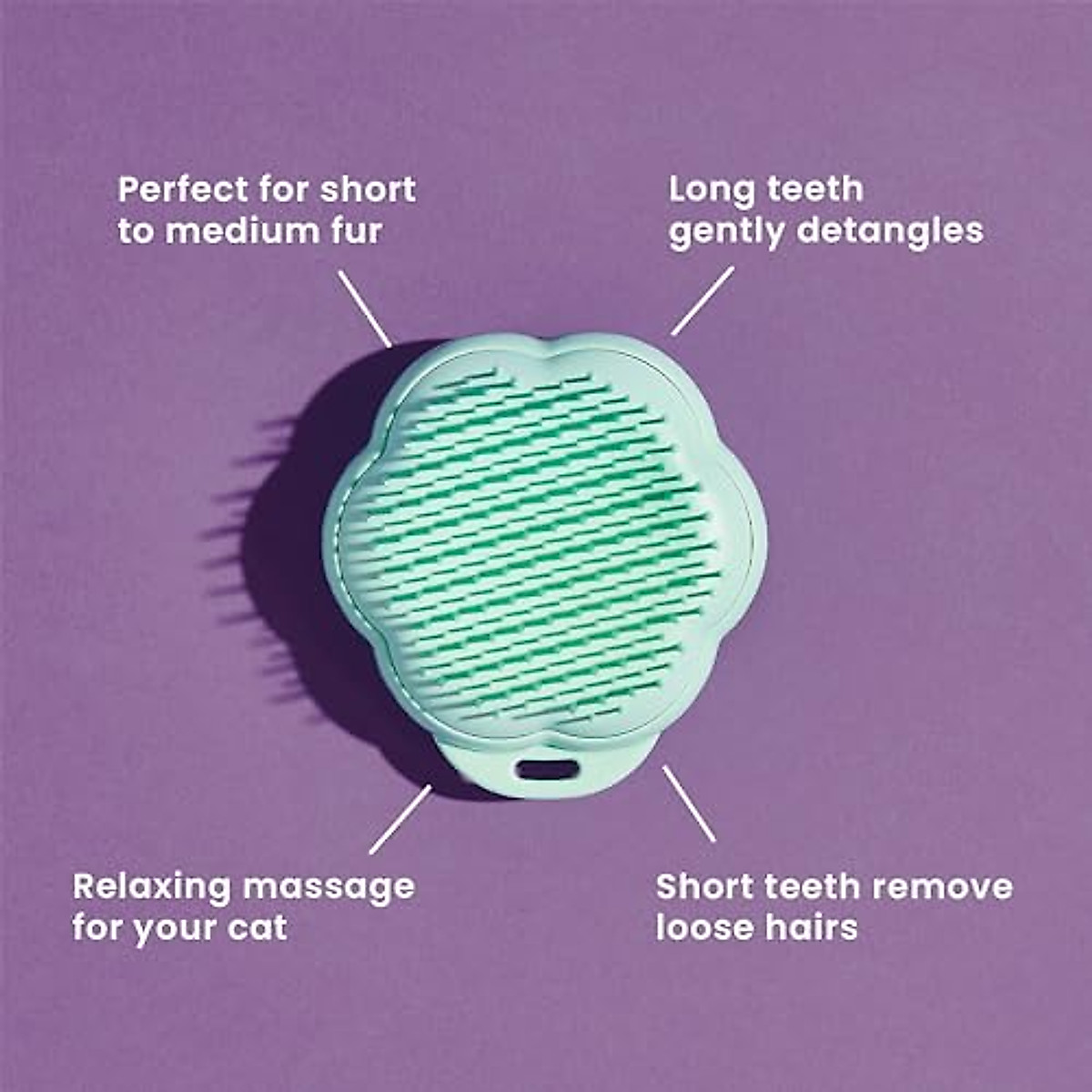 Tangle Teezer Cat Teezer | Small, De-Shedding Cat Hair Brush | Gentle, Soothing Brush for Cats | Green