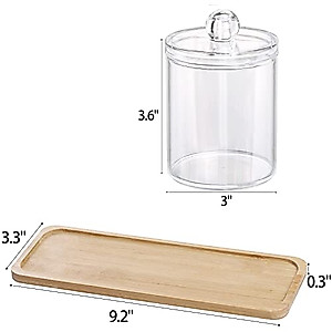 LoveBB 3 Pcs Qtip Holder with Tray, Plastic Bathroom Containers Dispenser Cotton Ball, Cotton Pads, Cotton Swabs, Floss Organizers Canisters with Lids