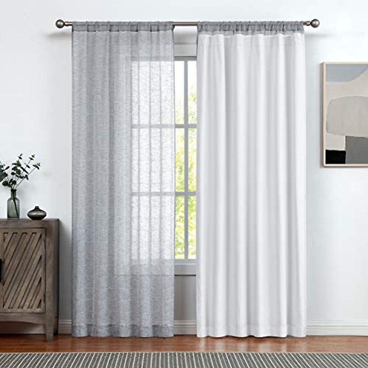 White Full Blackout Window Curtain Liner Rod Pocket Bedroom Hang with 10 Hooks Microfiber Thermal Coating Room Winter Cold Liner Window Treatment Sets 2 Panels (W48 x L81 x2 inches, White)