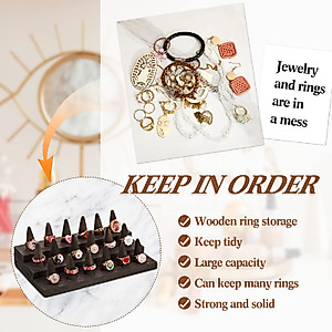 Juexica 18 Fingers Wood Ring Display Wooden Finger Ring Stand for Selling Jewelry Display Holder Showcase for Storage(Black Gray)