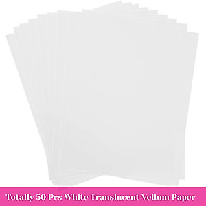 Vellum Paper, Cridoz 50 Sheets Vellum Transparent Paper 8.5 x 11 Inches Translucent Clear Paper for Printing Sketching Tracing Drawing Animation Wedding Invitations