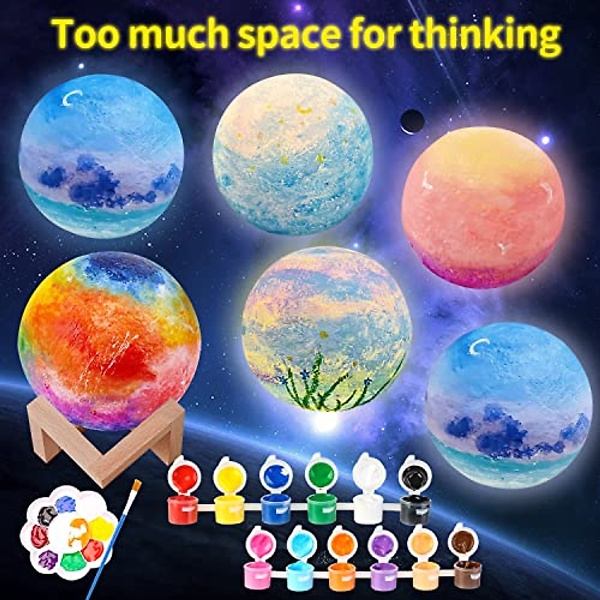 Paint Your Own Moon Lamp Kit, Gifts for Kids DIY 3D Moon Light Cool Galaxy Lamp for Teens Boys Girls, Arts & Crafts Kit Art Supplies for Kids, Arts and Crafts for Kids Ages 8-12 Birthday Gifts