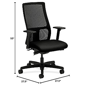 HON Ignition Series Mid-Back Work Chair - Mesh Computer Chair for Office Desk, Black (HIWM2)