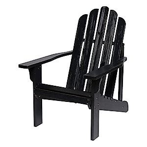 Shine Company Marina Adirondack Chair, Back & Seat Pre-Assembled, Black