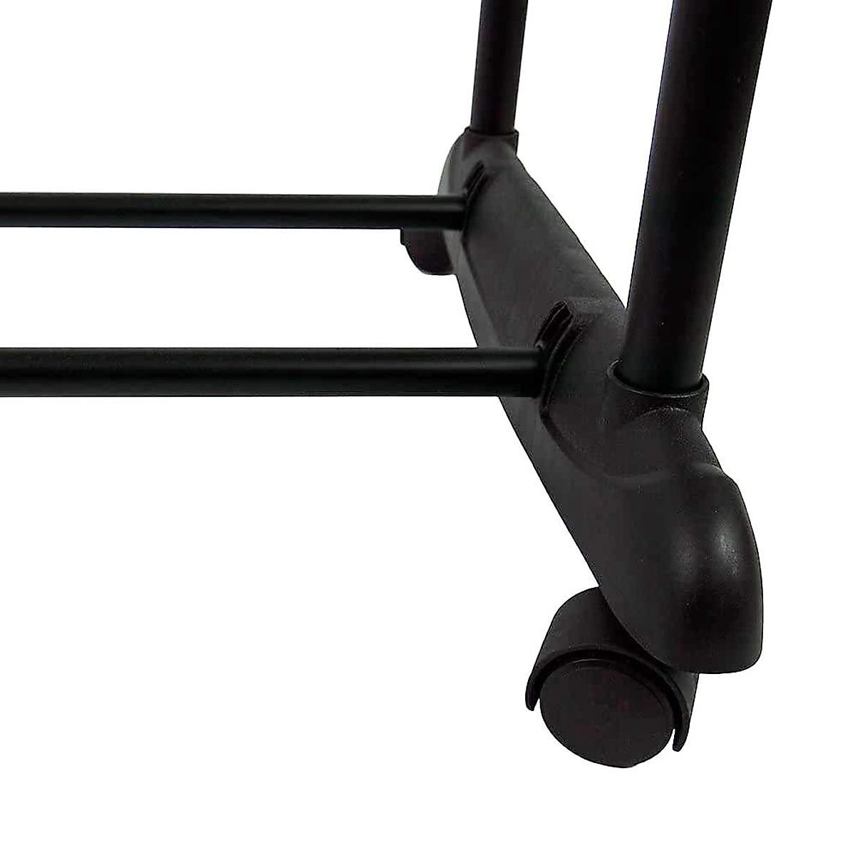 WOHLLEBEN Expandable Double Rods Clothing Rack Portable Freestanding Clothes Rack on Wheels Clothes Closet with Shoe Shelves Multi-functional Garment Rack, (33"-59")×16.5"×(43"-67")