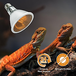 REPTI ZOO Reptile Basking Heat Lamp Bulb, 50W Splashproof Energy Saving Deep Heater Non-Luminous Carbon Infrared Heat Bulb for Reptile Amphibians