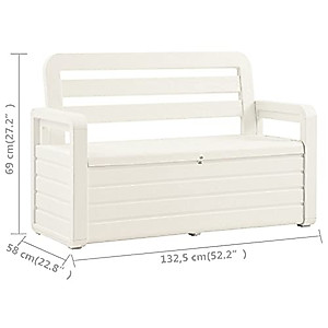 Daonanba Outdoor Storage Bench 69 Gallon Large Deck Box 2-Person Water-Resistant Patio Seating for Patio Furniture, Outdoor Cushions, Garden Tools and Pool Toys (White)