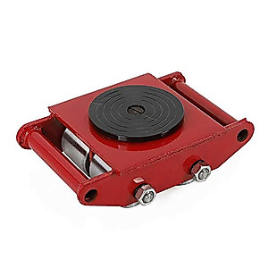 Machinery Mover Dolly Skate Roller Industrial Machine with Steel Rollers Cap 360 Degree Rotation (6T 13200LBS, Red, Steel Rollers)