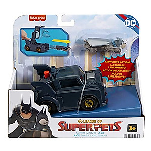 Fisher-Price DC League of Super-Pets Preschool Toy Super Launch Ace & Batmobile Vehicle Set for Kids Ages 3+ Years