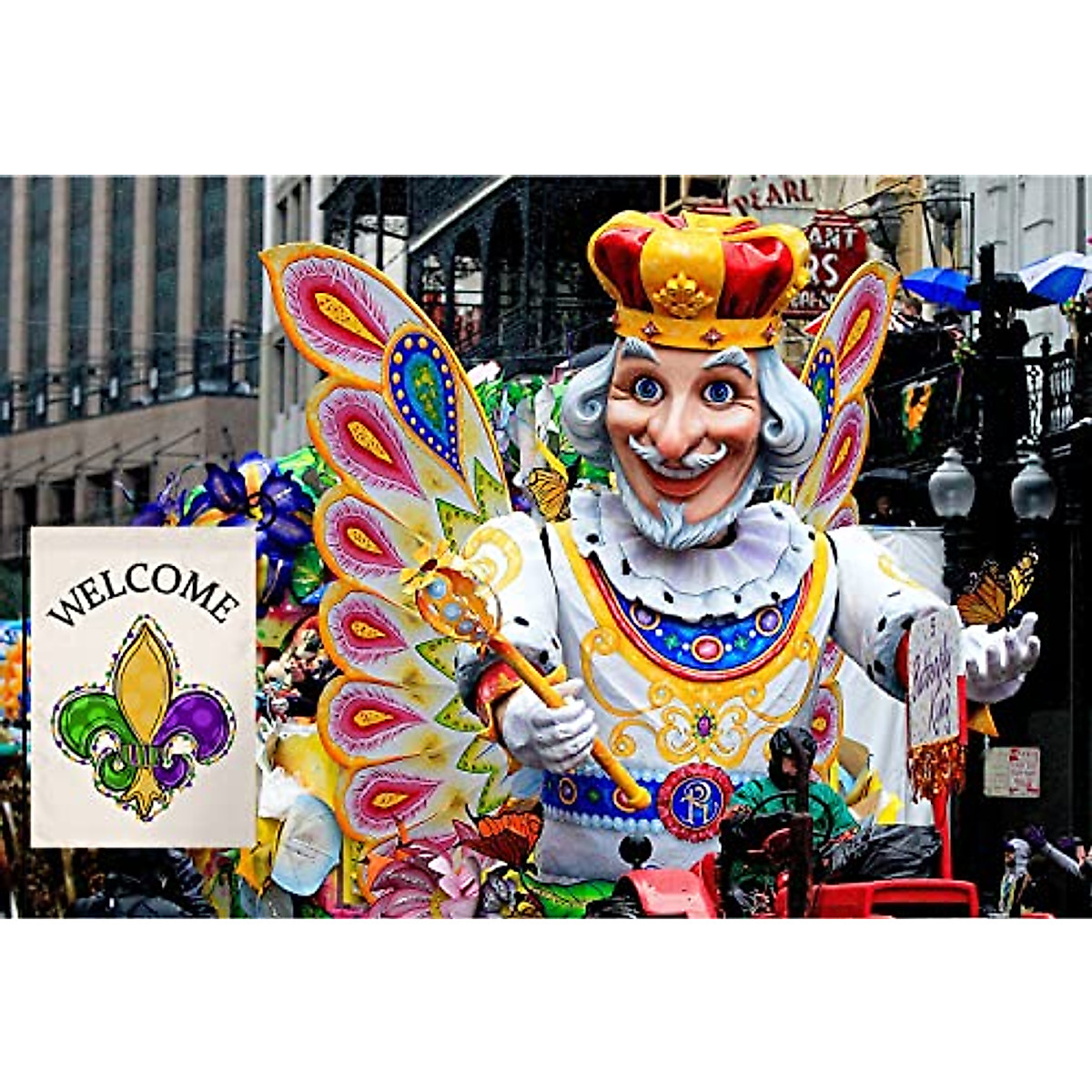 Sambosk Mardi Gras Fleur de Lis Small Garden Flag Vertical Double Sided Burlap Welcome Spring Farmhouse Yard Outdoor Decoration 12 x 18 Inches