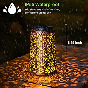 Solar Lanterns Outdoor Waterproof - 4 Pack Hanging Solar Lights Outdoor, Metal Lantern Decorative Solar Powered Patio Decor for Garden Yard Backyard Porch Table Tree Lighting, Cool/Warm Light