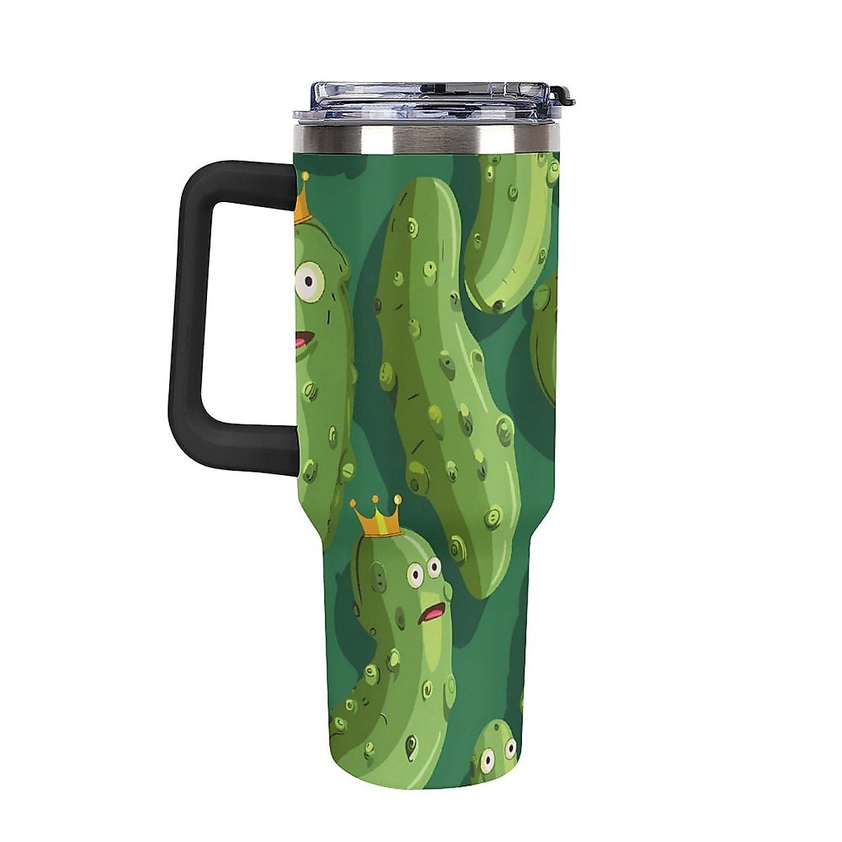 Dill Pickles Insulated Tumbler with Handle Stainless Steel Travel Coffee Mug with Lid And Straw 40oz