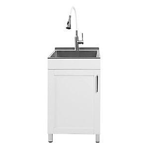 Transolid TC-2020-WCW. All-in-One Laundry/Utility Sink Kit in White, 19.7-in L x 19.7-in W x 34.6in H