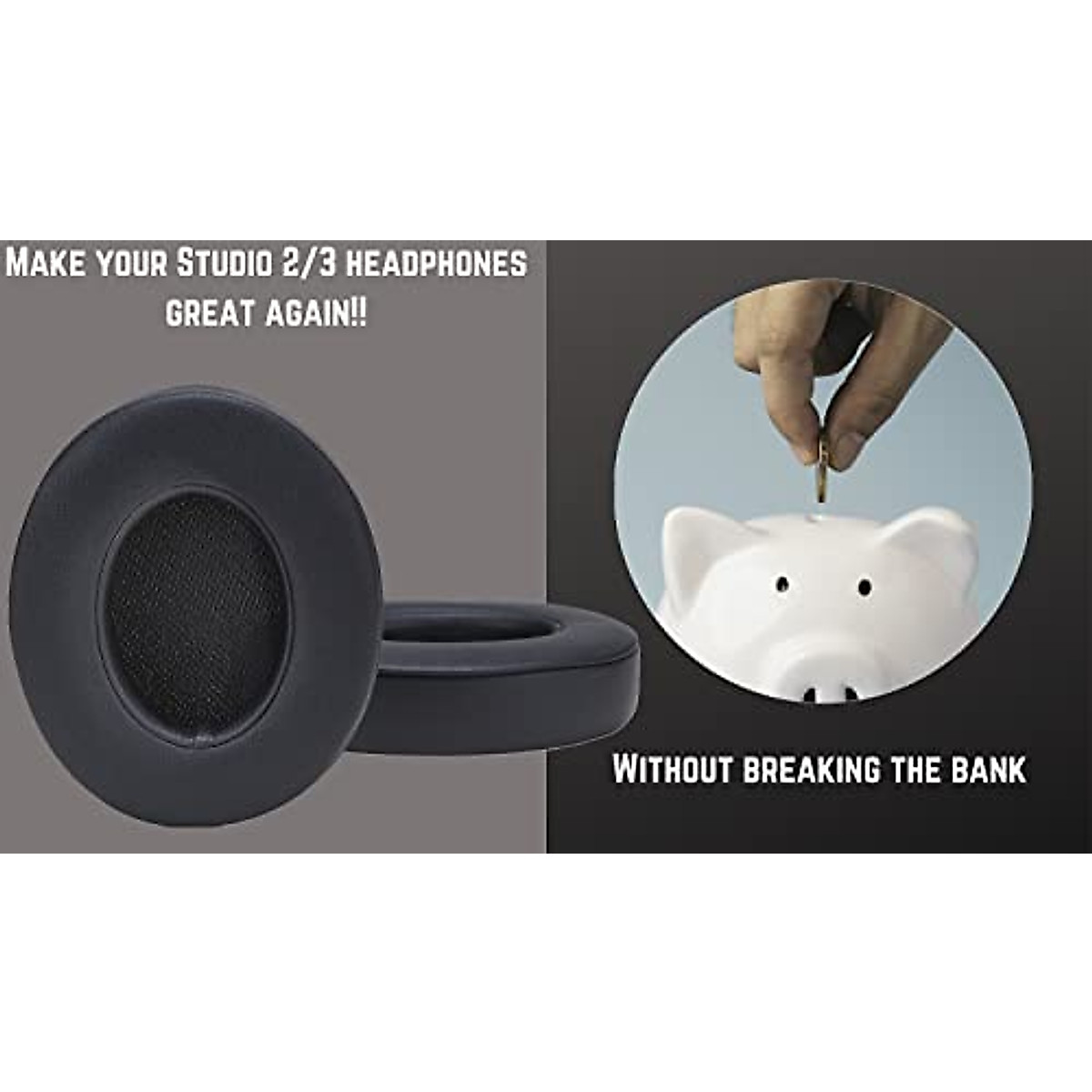 Premium Replacement Studio 3 Ear Pads/Studio 2 earpads Cushions. Compatible with Beats Studio 3 / Beats Studio 2 Headphones (Black). Premium Protein Leather | High Density Foam | Extra Thick