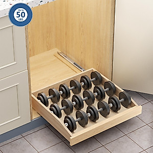 LOVMOR Single Pull Out Cabinet Organizer 26”W x 21”D, Soft Close Slide Out Drawer Storage Shelves for Kitchen, Wood Cabinet Shelf Pull-Out Organizer Storage for Base Cabinet