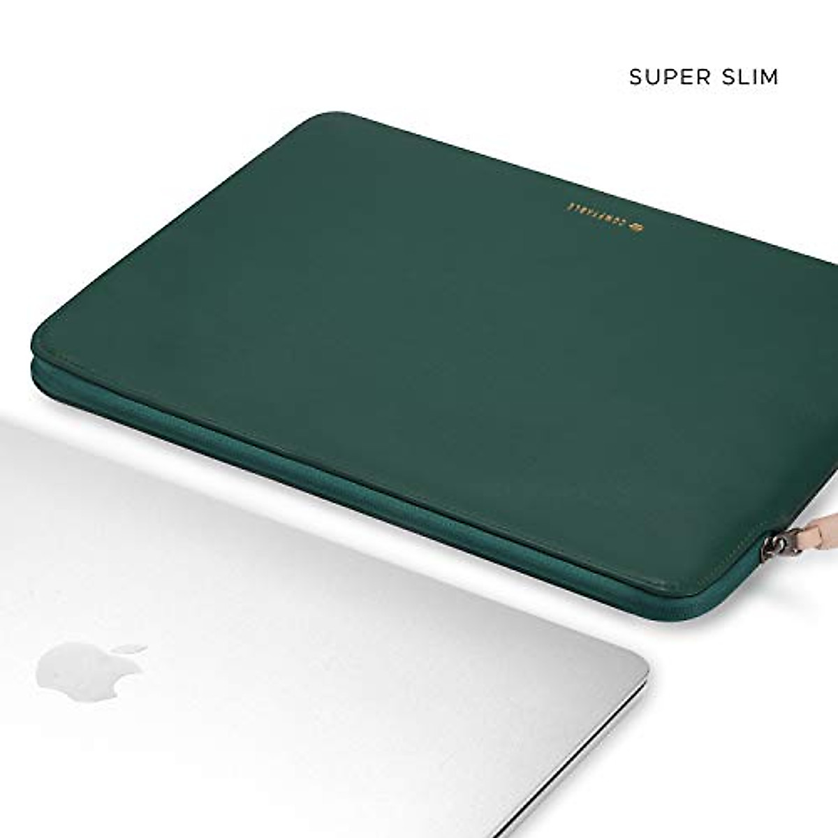 Comfyable Slim Protective Laptop Sleeve 13-13.3 Inch Compatible with 13 Inch MacBook Pro & MacBook Air, PU Leather Bag Waterproof Cover Notebook Computer Case for Mac, Green