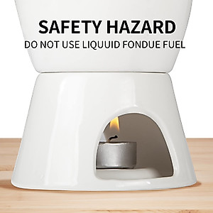 Fondue Set with 4 Dipping Bowls and 4 Forks, Premium Tea Light Porcelain Melting Pot for Cheese, Chocolate and Tapas