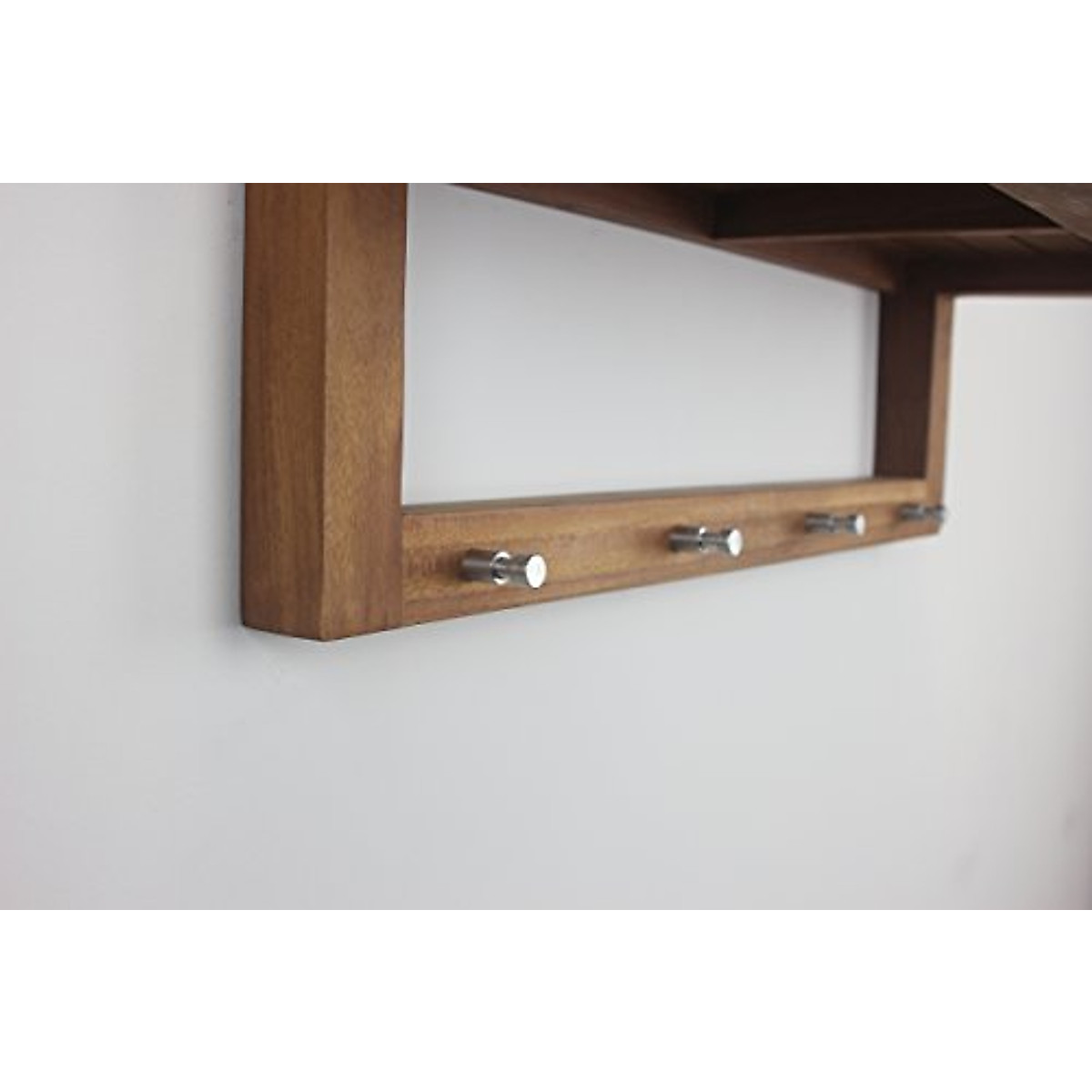 AquaTeak The Original 24" Moa Teak Wall Shelf with Hooks