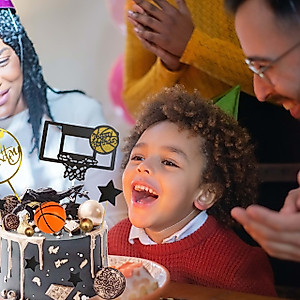 Basketball Cake Topper, 19pcs Basketball Cake Toppers With Sneakers Star Gold Balls For Boys Men Birthday Party Cake decorations