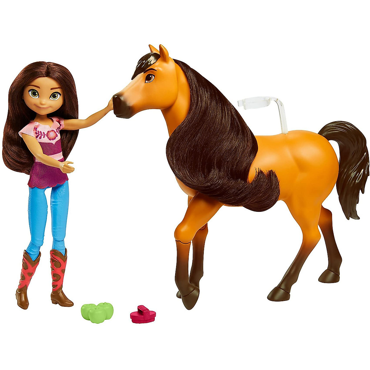 Mattel Spirit Untamed Nuzzle & Play Lucky Doll (7-in) & Spirit Horse (8-in), Movable Joints for Hugging Moment, Doll Clips on Horse, Great Gift for Ages 3 Years Old & Up