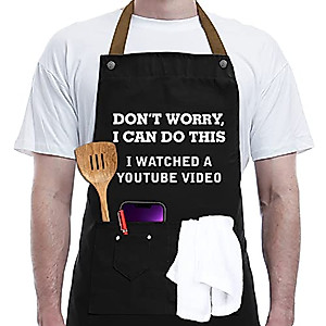 REHAVE Gifts for Dad, Mom, Father's Day Gifts From Daughter Son, Gifts for Men, Gifts for Husband, Boyfriend, Brother, Unique Birthday Gifts – BBQ Cooking Chef Apron 3 Pockets, Kitchen Baking Gifts