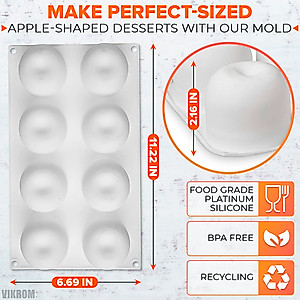 Round Silicone Molds for Chocolate - 8 Cavity Apple Mold 3d Silicone Molds for Baking Molds Silicone Shapes Ice Cream Cake Candy Molds Silicone - White Chocolate Dessert Molds Cake Baking Supplies