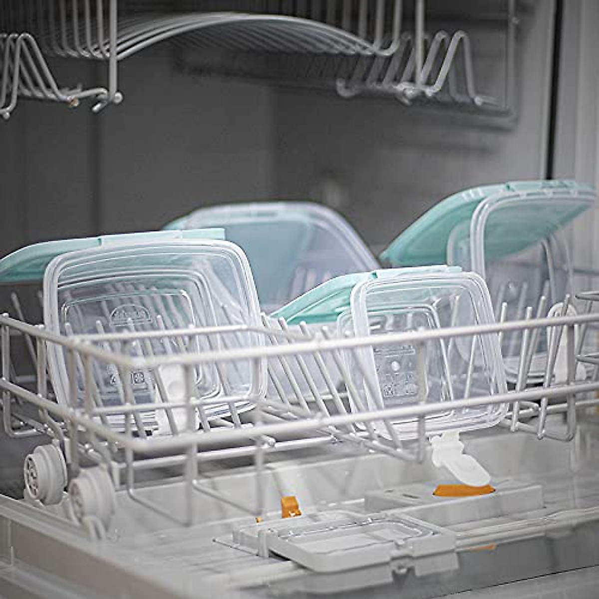 Plastic Food Storage Containers w/attached Lids. Multi sizes Containers. Microwave/Freezer & Dishwasher Safe - Steam Release Valve. BPA/Free (16, Light Blue)