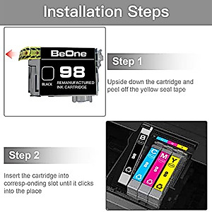 BeOne Remanufactured Ink Cartridge Replacement for Epson T098 98 T98 to use with Artisan 700 710 725 730 800 810 835 837 Printer (1 Black)