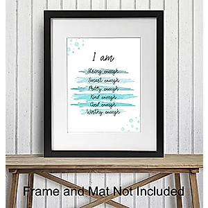 Positive Quotes Wall Decor - Positive Affirmations - Encouragement Gifts for Women, Teens, Girls - Inspirational Quotes - Motivational Wall Art - Inspiring Uplifting Sayings Wall Decor - Light Blue