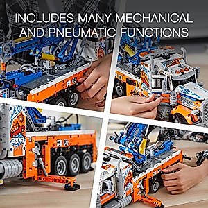 LEGO Technic Heavy-Duty Tow Truck 42128 with Crane Toy Model Building Set, Engineering for Kids Series
