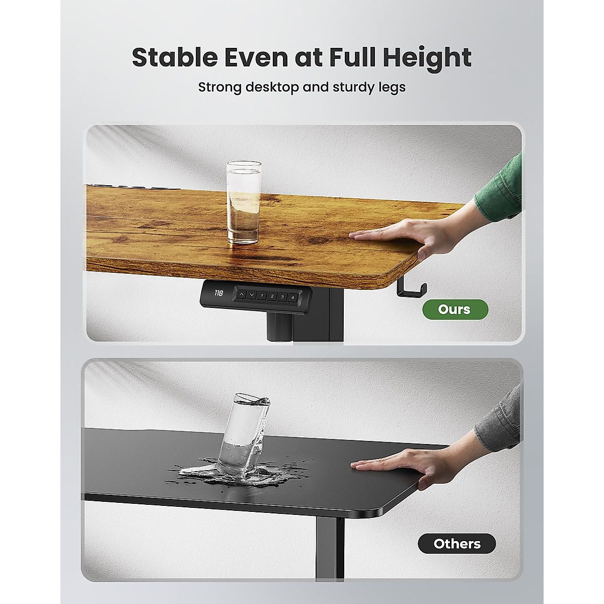 Marsail Electric Standing Desk, 55 * 24 Inch Height Adjustable Sit Stand up Desk with 3 Memory Preset, Headphone Hook Computer Desk Workstation for Home Office, Treadmill Pad