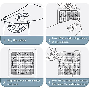 50 Pack, VIVIDLY Disposable Shower Drain Cover Hair Catcher Shower Drain Mesh Stickers, Bathroom, Laundry, Bathtub, Kitchen, Sink, Drain, for Human and pet Hair Catcher (Square 50 PCS)