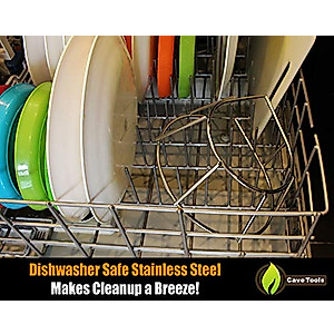 Cave Tools Chicken & Turkey Roasting Rack for Smoker, Grill or Oven; 2 in 1 Poultry Lifter Wire Rack - BBQ Grill Accessories