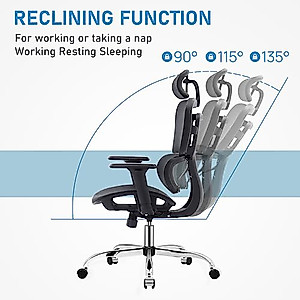 KERDOM Ergonomic Office Chair, Lumbar Support Computer Chair with Flip-up Arms, Breathable Mesh Desk Chair, Swivel Task Chair, Adjustable Height Home Gaming Chair